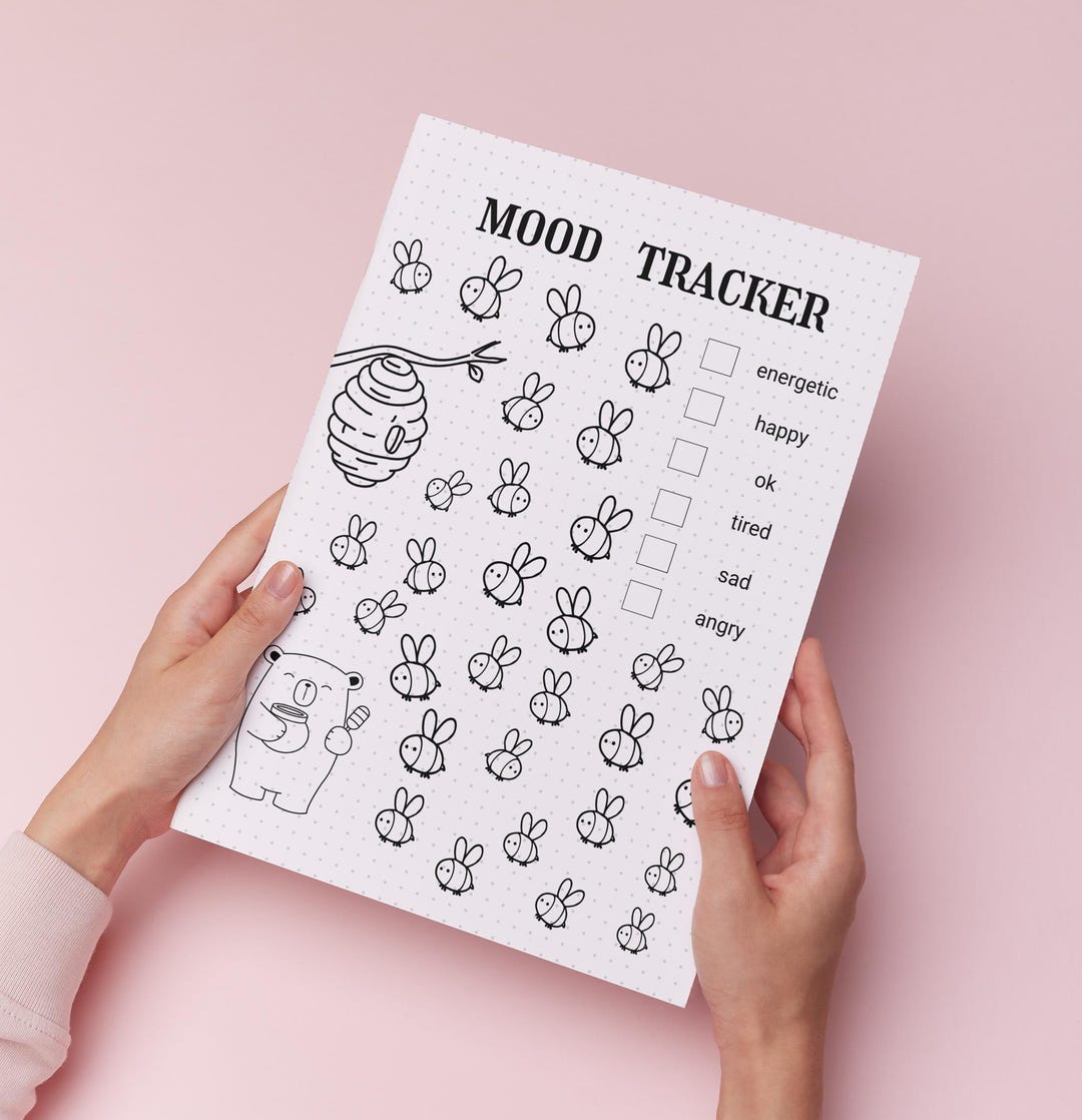 Bee Mood Tracker,a5 Journal Page,a4 Planner Page,monthly Tracker ...