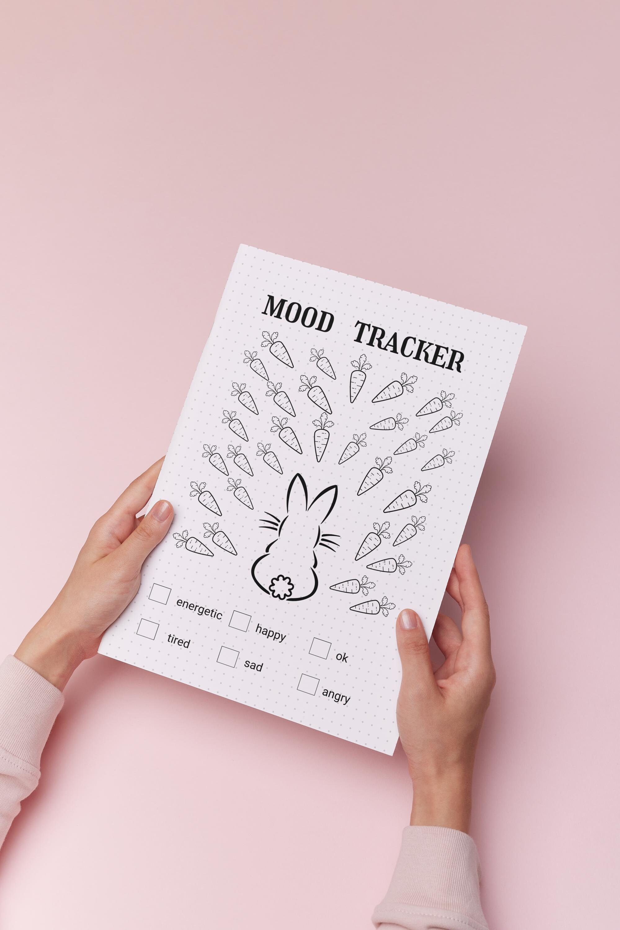 Mood Tracker Printable Bunny Rabbit With Carrot,a5 Journal Page,a4 ...