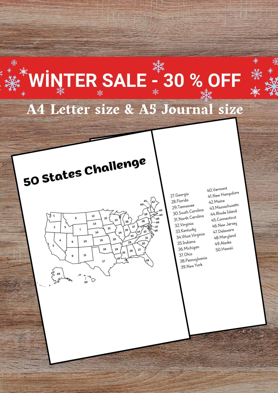 50 States Challenge,journal Page,planner Page,travel Challenge ...