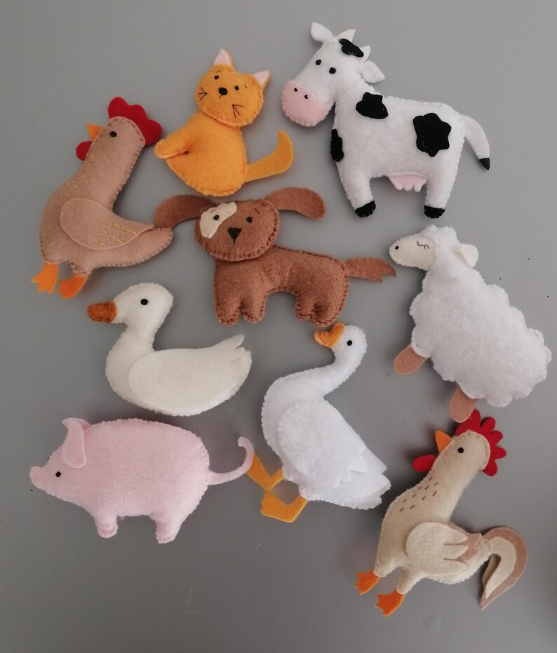 Farm Animals Pdf Pattern Felt,set 9 Cat Dog Duck Goose Chicken Cow ...