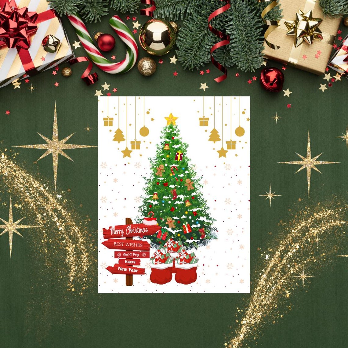 Classic Merry Christmas Cards Printable,minimal Christmas Card ...