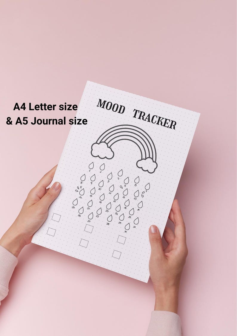 Rainbow Raindrop Tracker,a5 Journal Page,a4 Planner Page,monthly ...