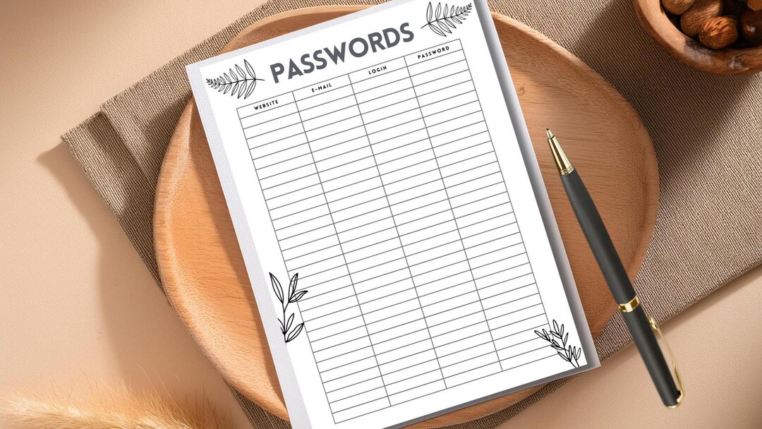 Password Tracker Botanic password Log-password Saver Sheet Password ...