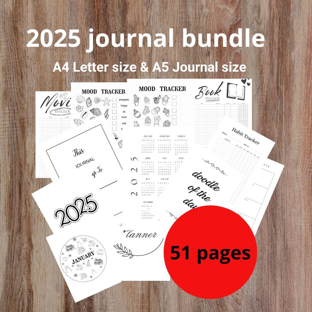 2025 JOURNAL BUNDLE,PRINTABLE Journal Pages A5 & A4 Size,digital ...