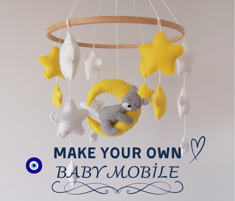 Sew Make Your Own DIY Mobile Kit,bear Moon Star Baby Mobile Crib ...