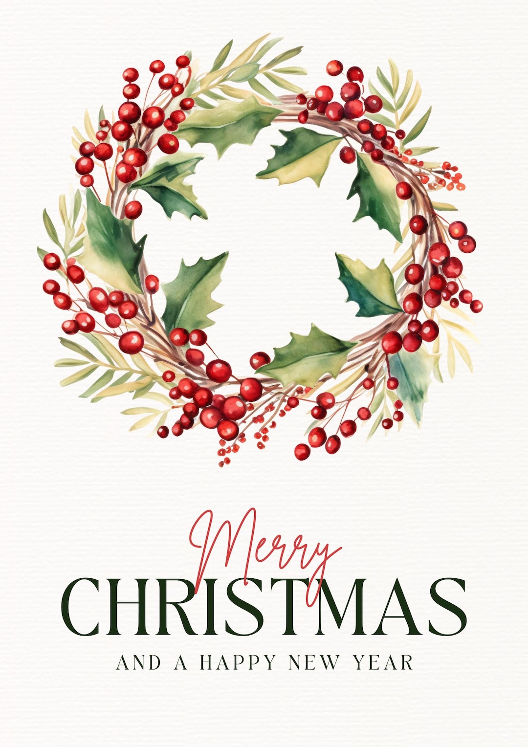 Classic Merry Christmas Cards Printable,minimal Christmas Card ...