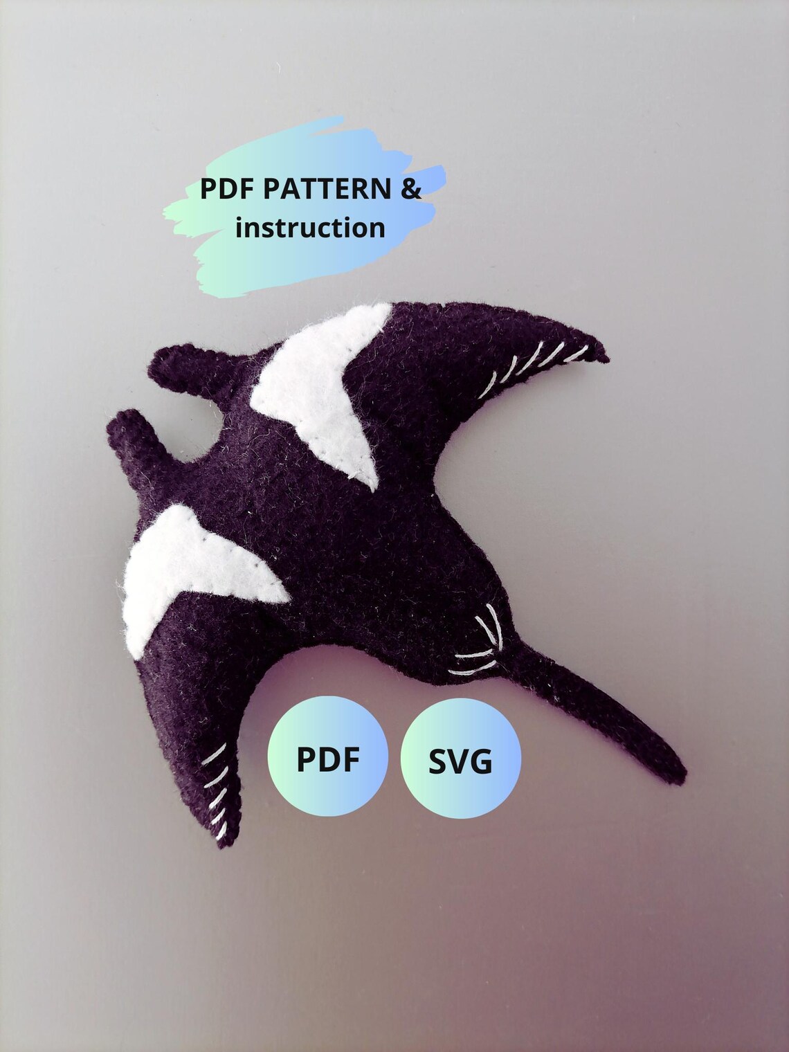 Stingray Manta Ray PDF SVG Pattern Felt, Ocean Animals Garland,sewing ...