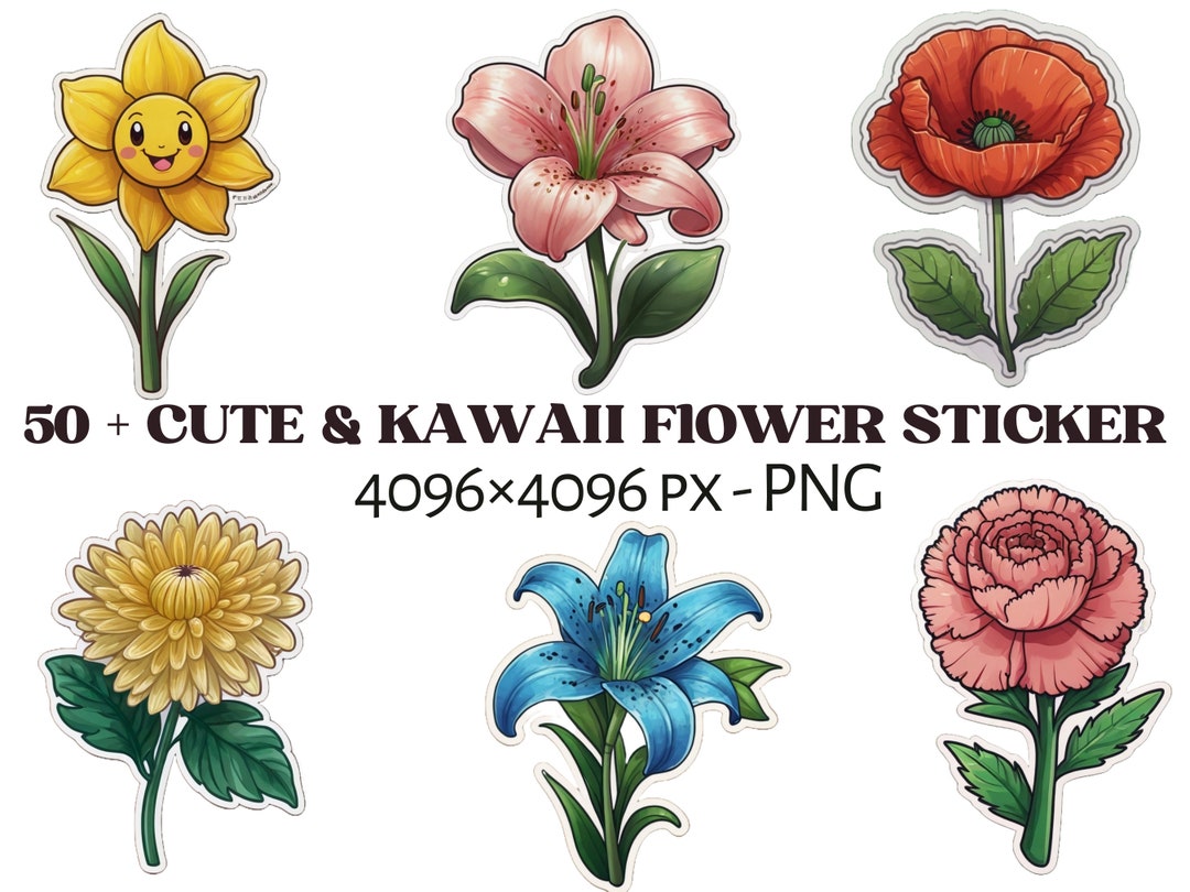 50 Cute Flower Sticker Pngs for Sticker , Gifts , Card , Bags, Phone ...