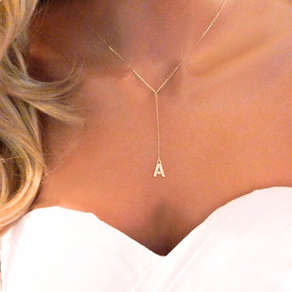 Initial lariat necklace store