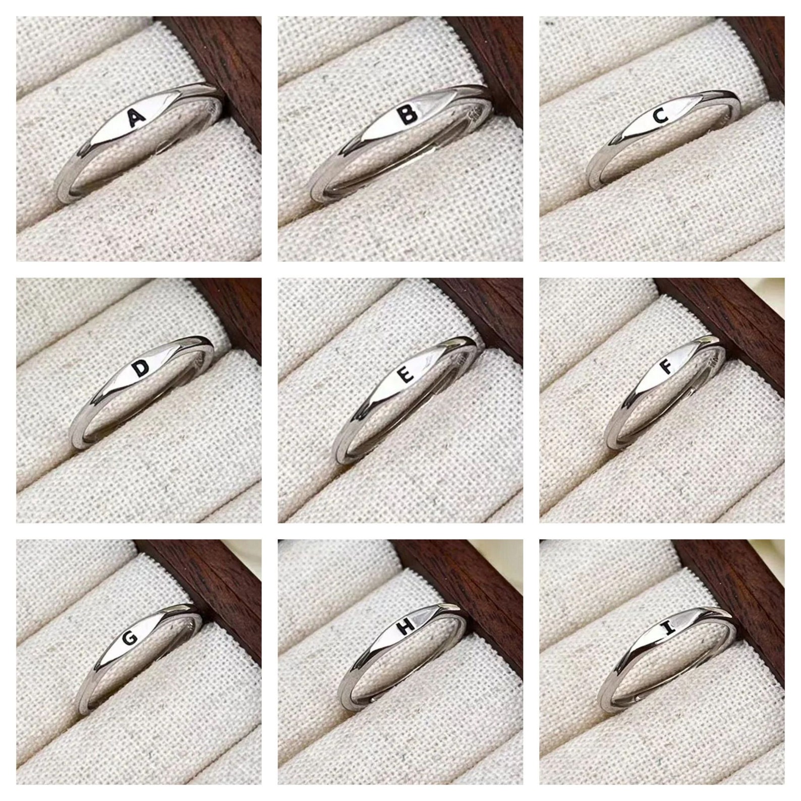 Personalized Silver Letter Ring, Tiny Letter Ring, A-Z Letter Ring ...