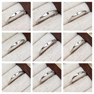 Personalized Silver Letter Ring, Tiny Letter Ring, A-Z Letter Ring, Custom Letter Ring, Silver ...