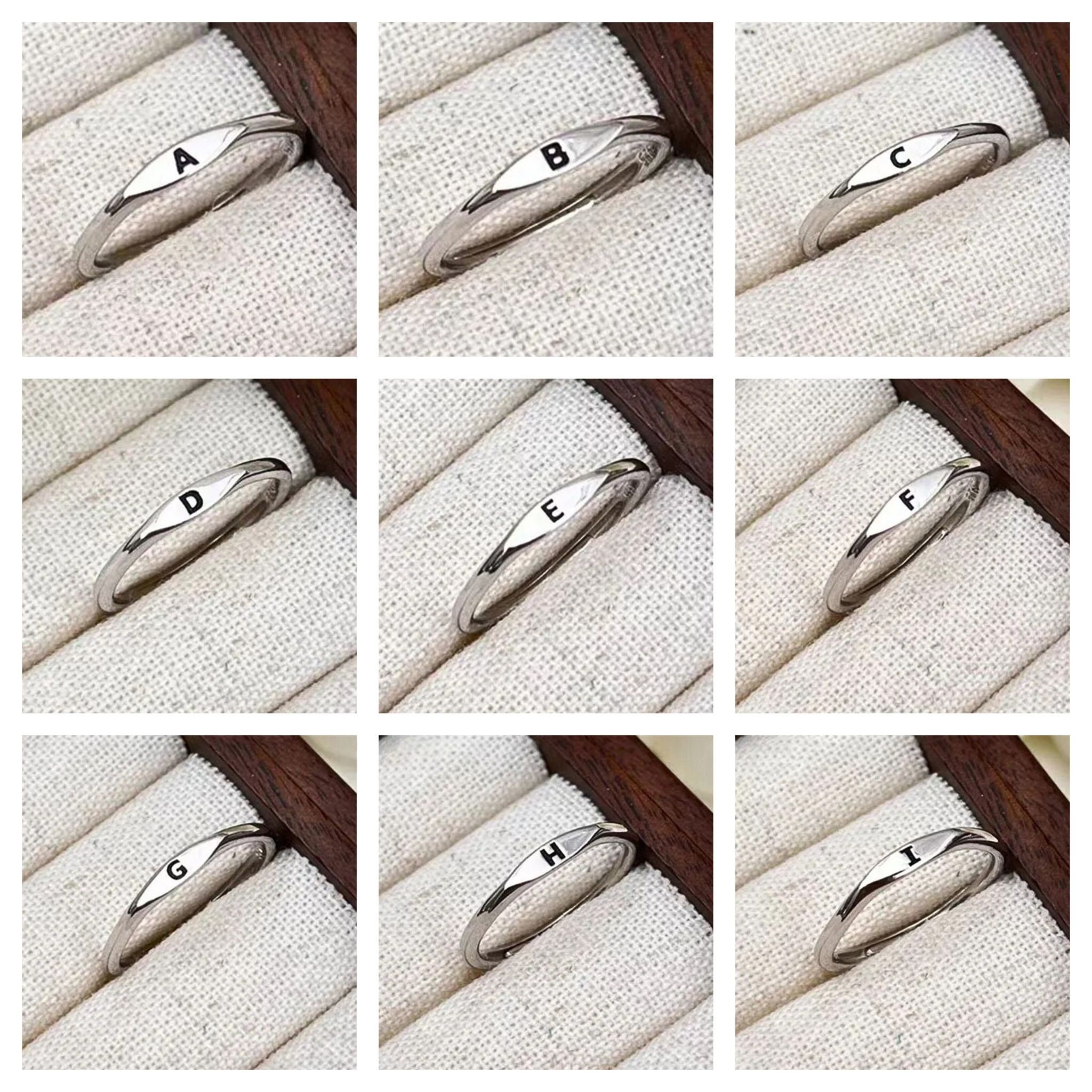 Personalized Silver Letter Ring, Tiny Letter Ring, A-Z Letter Ring ...