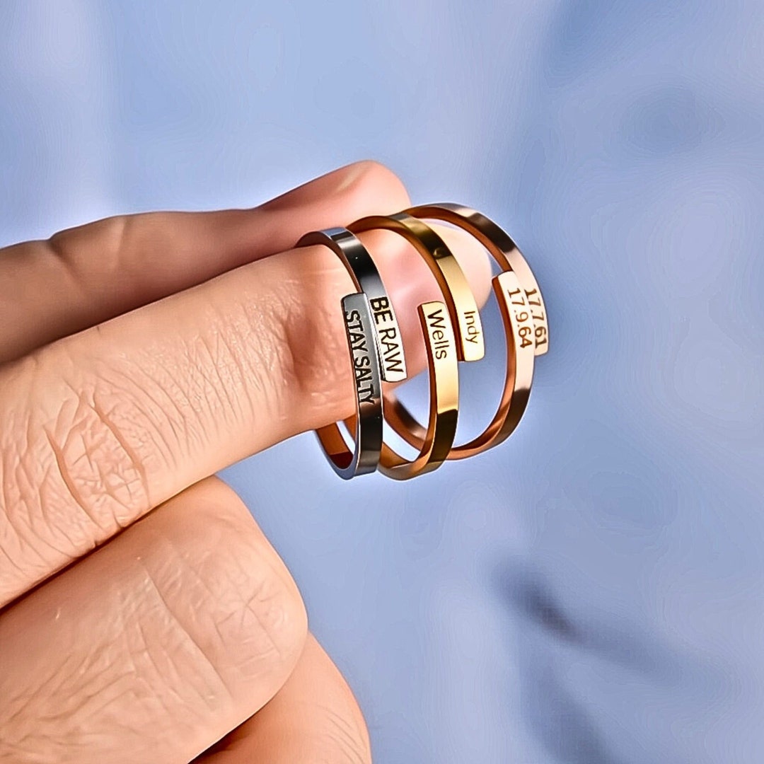 Personalized Double Name Rings, Engraved Couple Rings, Customized Name ...