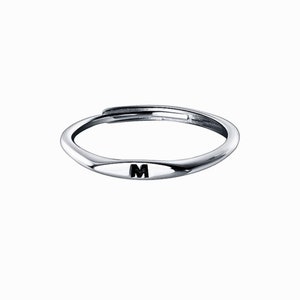 Personalized Silver Letter Ring, Tiny Letter Ring, A-Z Letter Ring, Custom Letter Ring, Silver ...