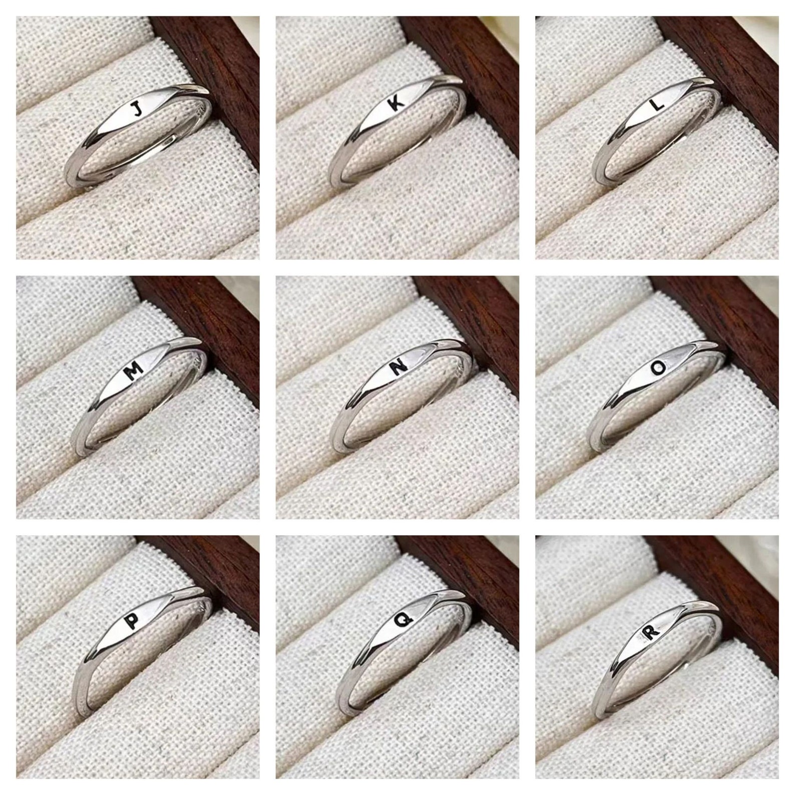 Personalized Silver Letter Ring, Tiny Letter Ring, A-Z Letter Ring ...