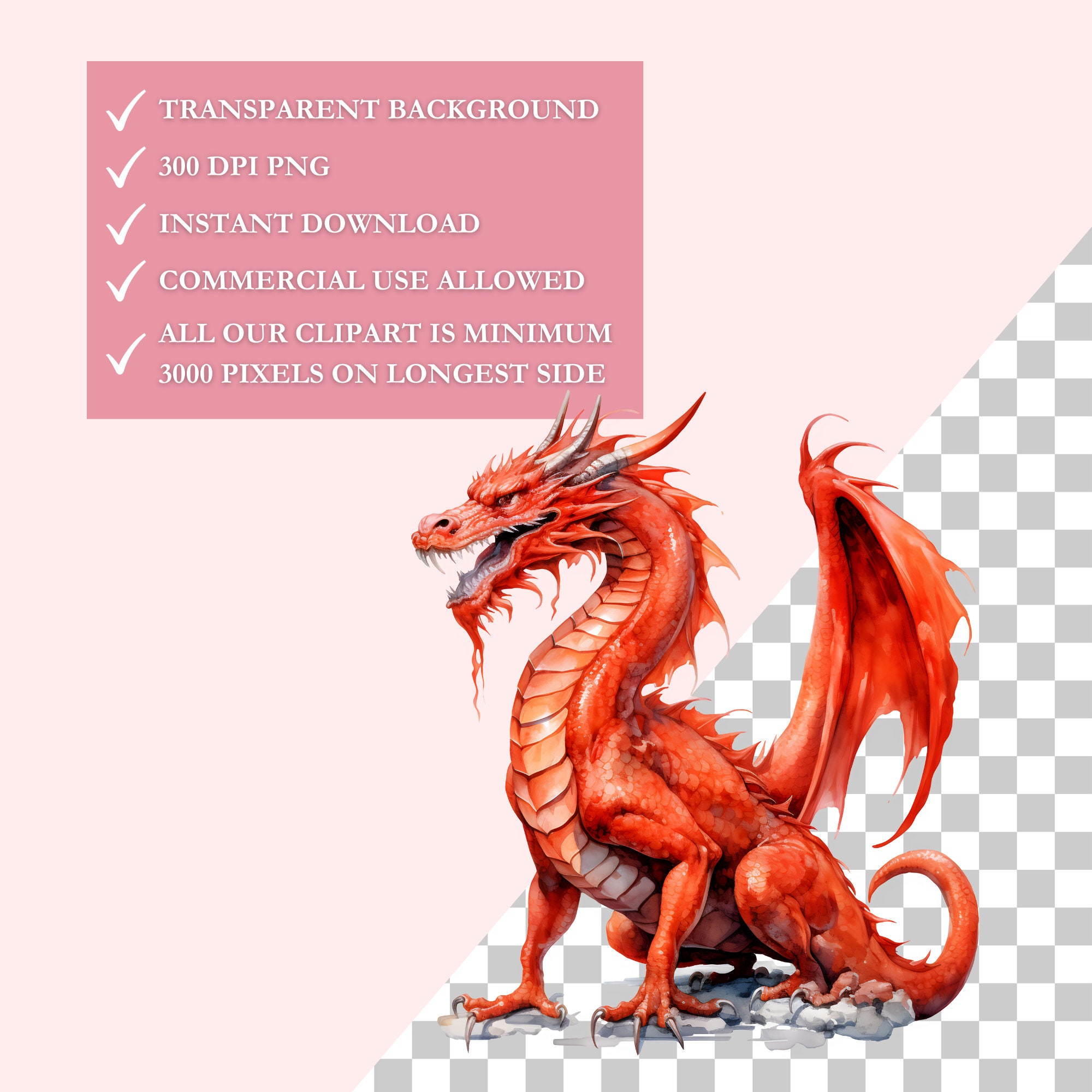 Oriental Red Dragon Clipart Bundle | Transparent PNG | Commercial Use ...