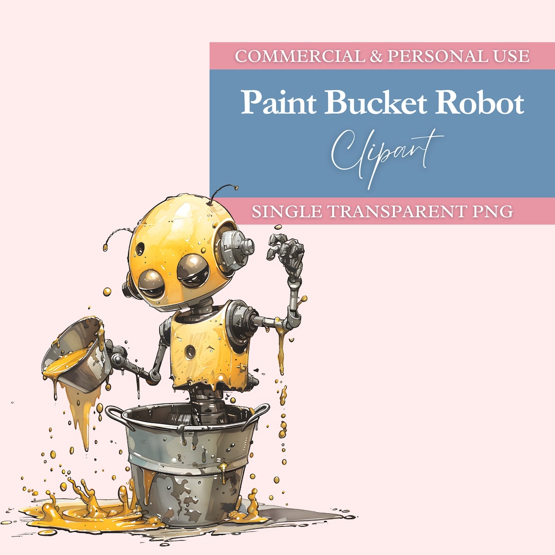 Paint Bucket Robot Clipart | Transparent PNG | Commercial Use Clip Art ...