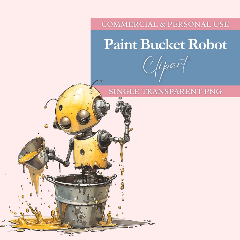 Paint Bucket Robot Clipart | Transparent PNG | Commercial Use Clip Art ...