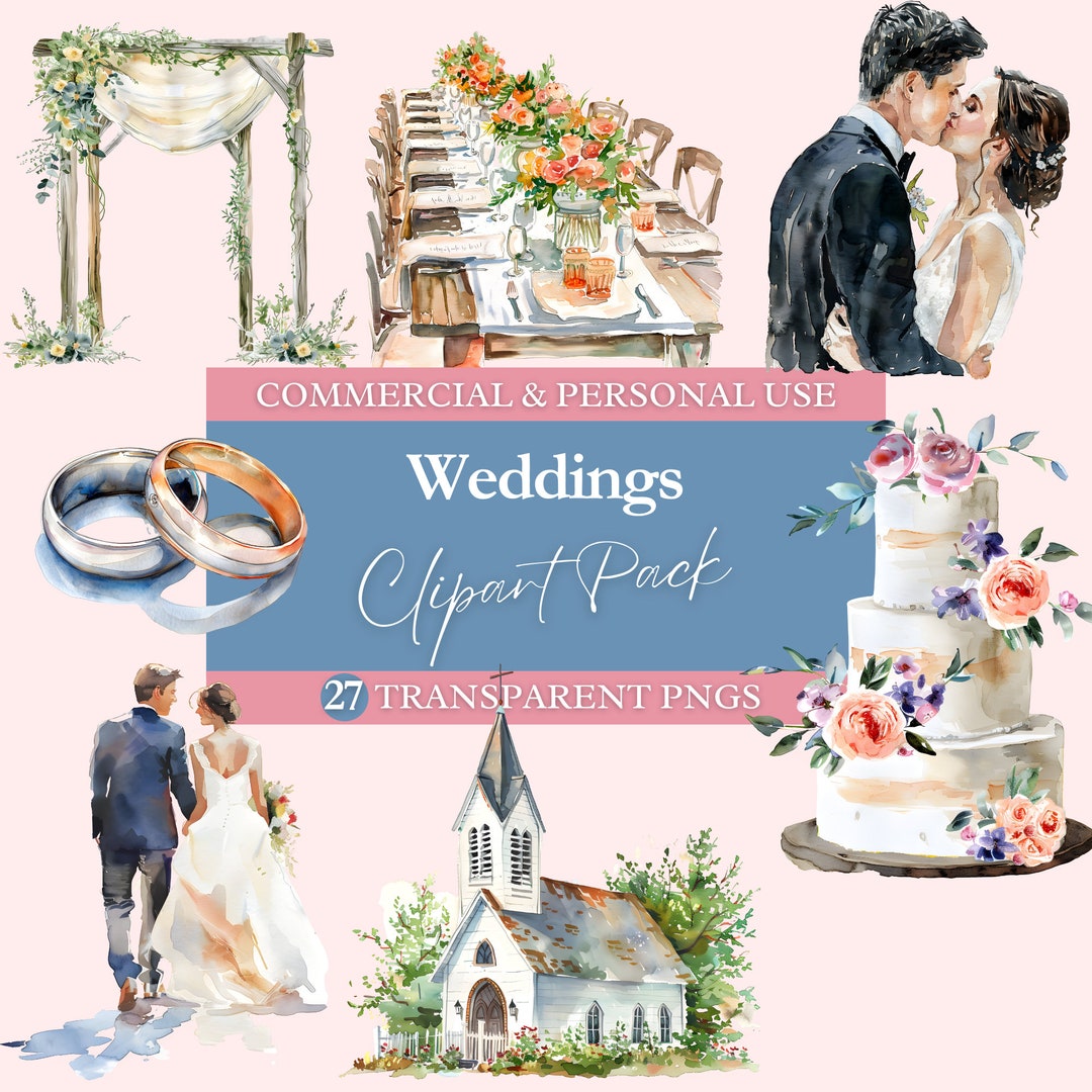 Wedding Clipart Bundle | Transparent PNG | Commercial Use Clip Art ...