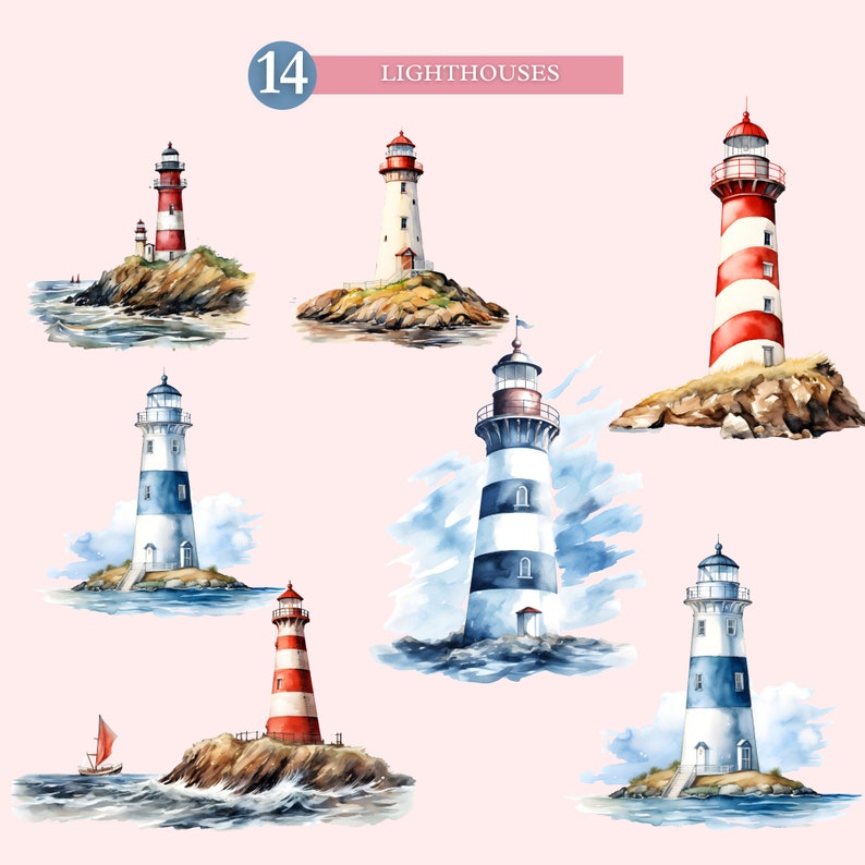 Lighthouse Clipart, Transparent PNG Commercial Use Clip Art Watercolor ...