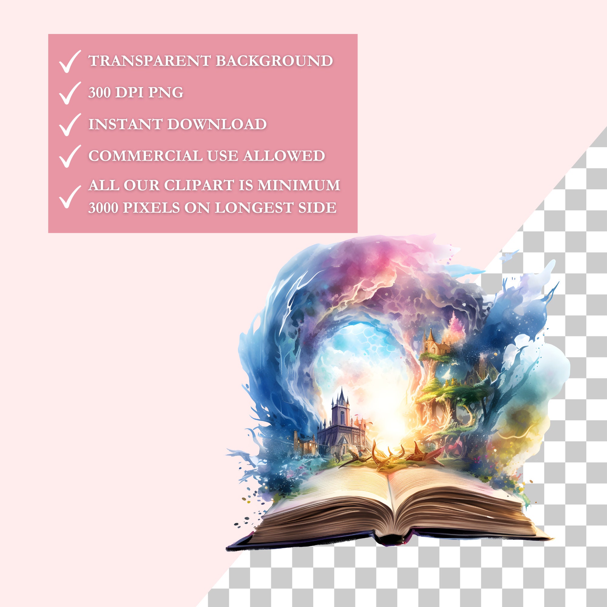 20 Magical Fantasy Books Clipart Bundle | Transparent PNG | Commercial ...