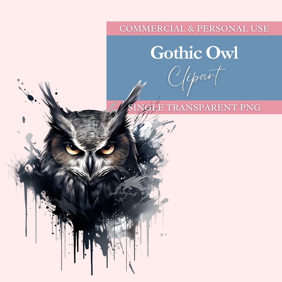 Gothic Owl Clipart Transparent PNG Commercial Use Clip Art Watercolor ...