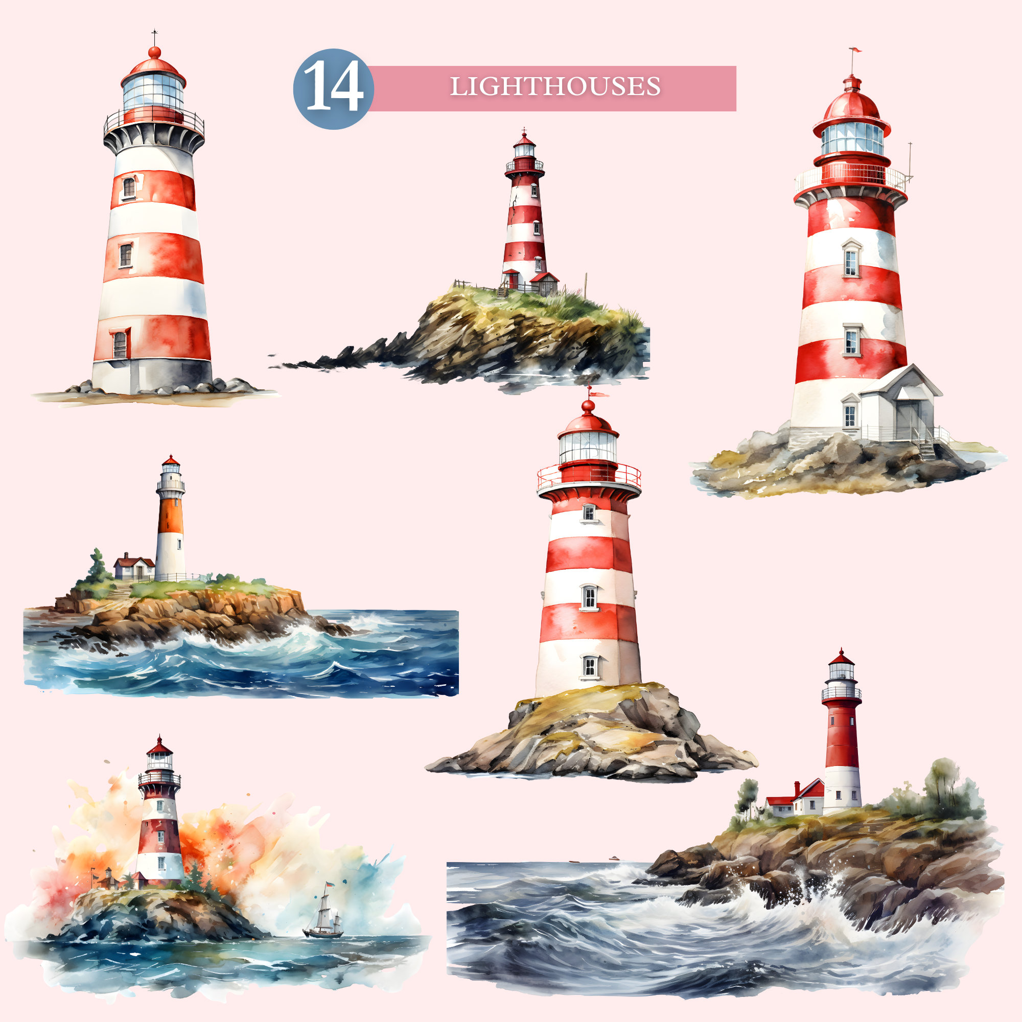 Lighthouse Clipart, Transparent PNG Commercial Use Clip Art Watercolor ...