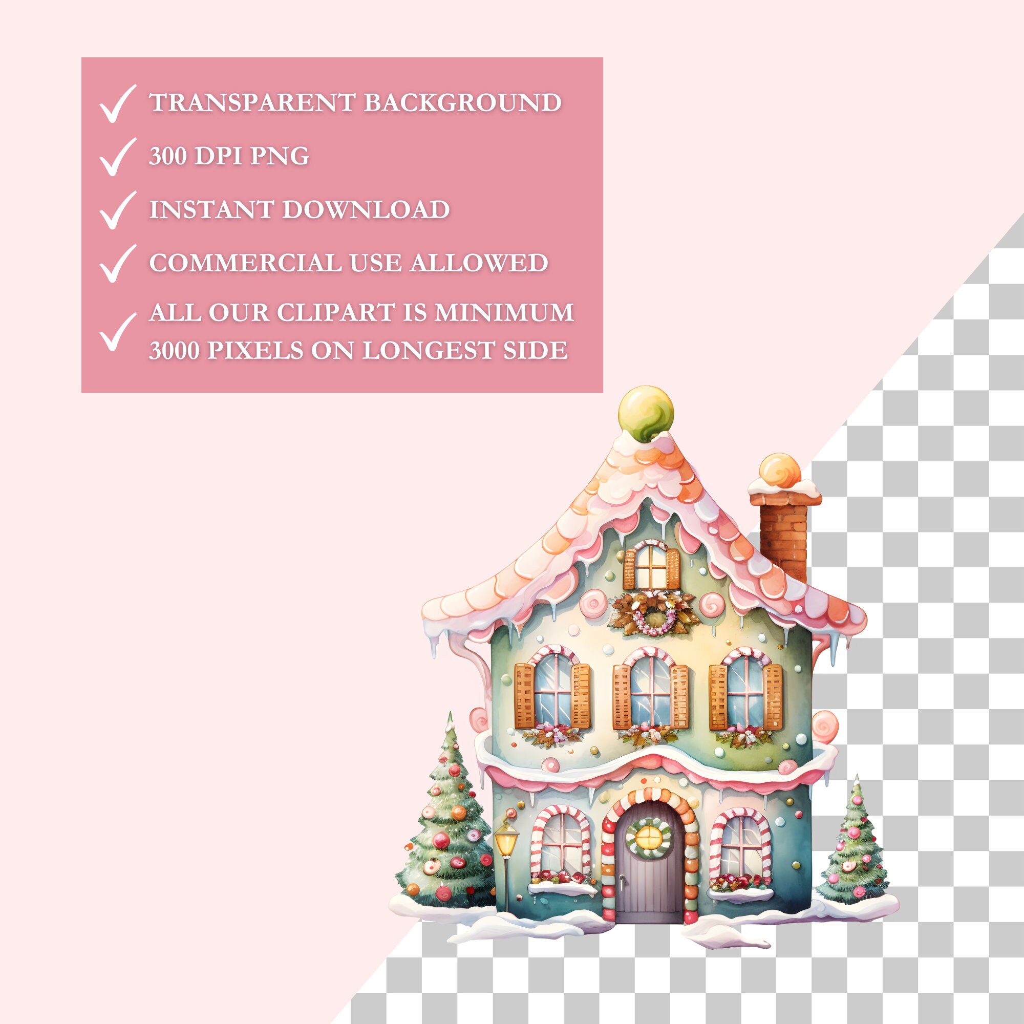 Pastel Gingerbread Clipart Bundle | Transparent PNG | Commercial Use ...