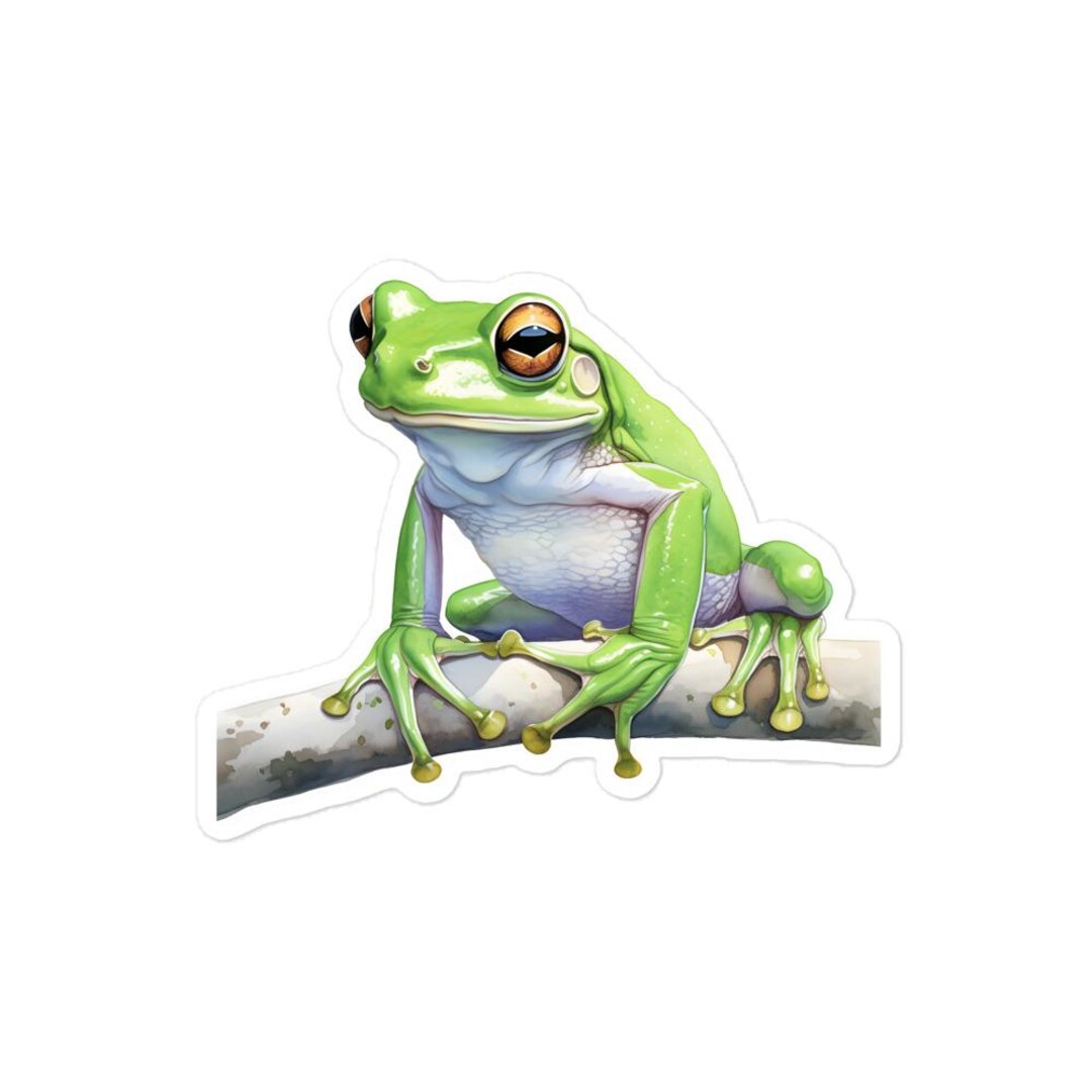 Green Frog Sticker – Cute Tree Frog Vinyl Decal, Amphibian Lover Gift ...