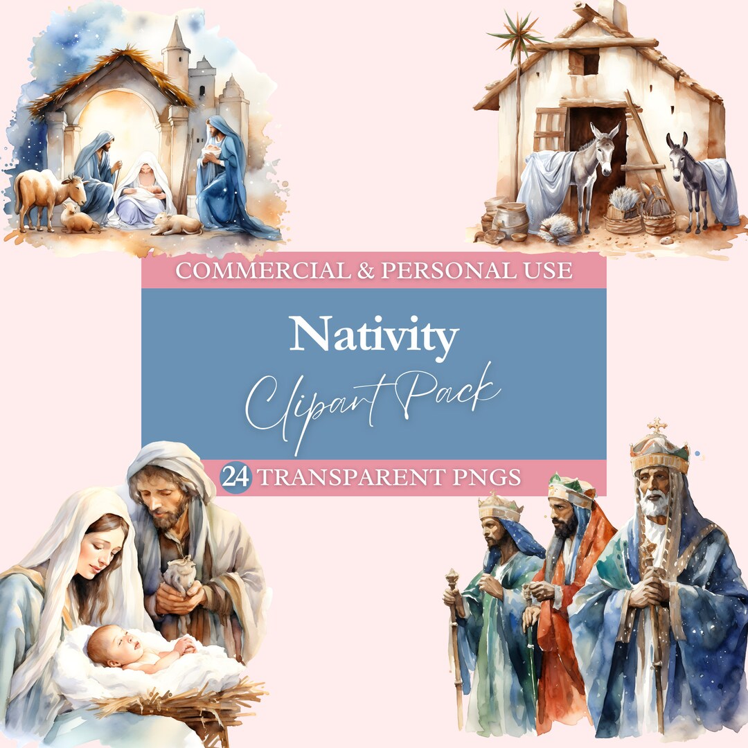 Nativity Scene Clipart Bundle | Transparent PNG | Commercial Use Clip ...