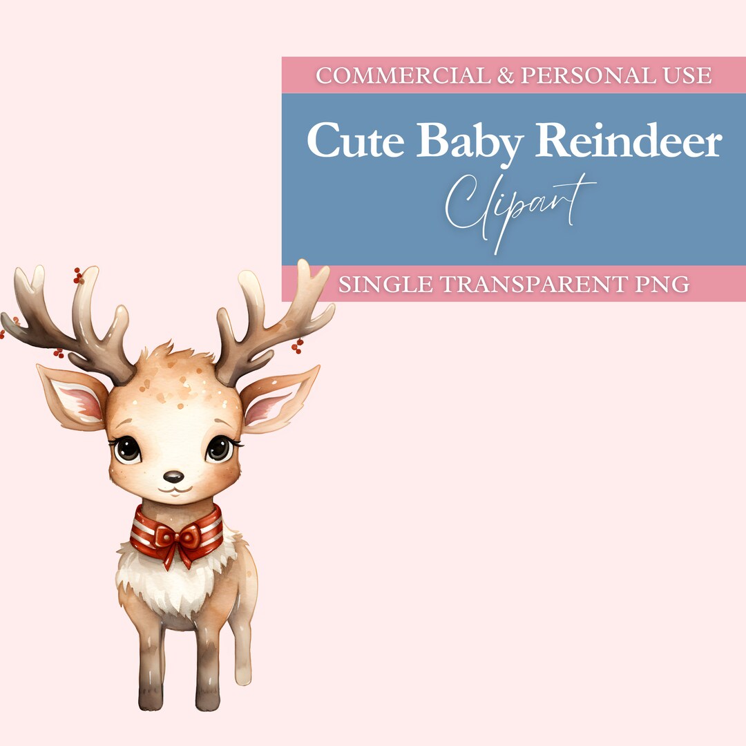 Cute Baby Reindeer Christmas Clipart | Transparent PNG | Commercial Use ...
