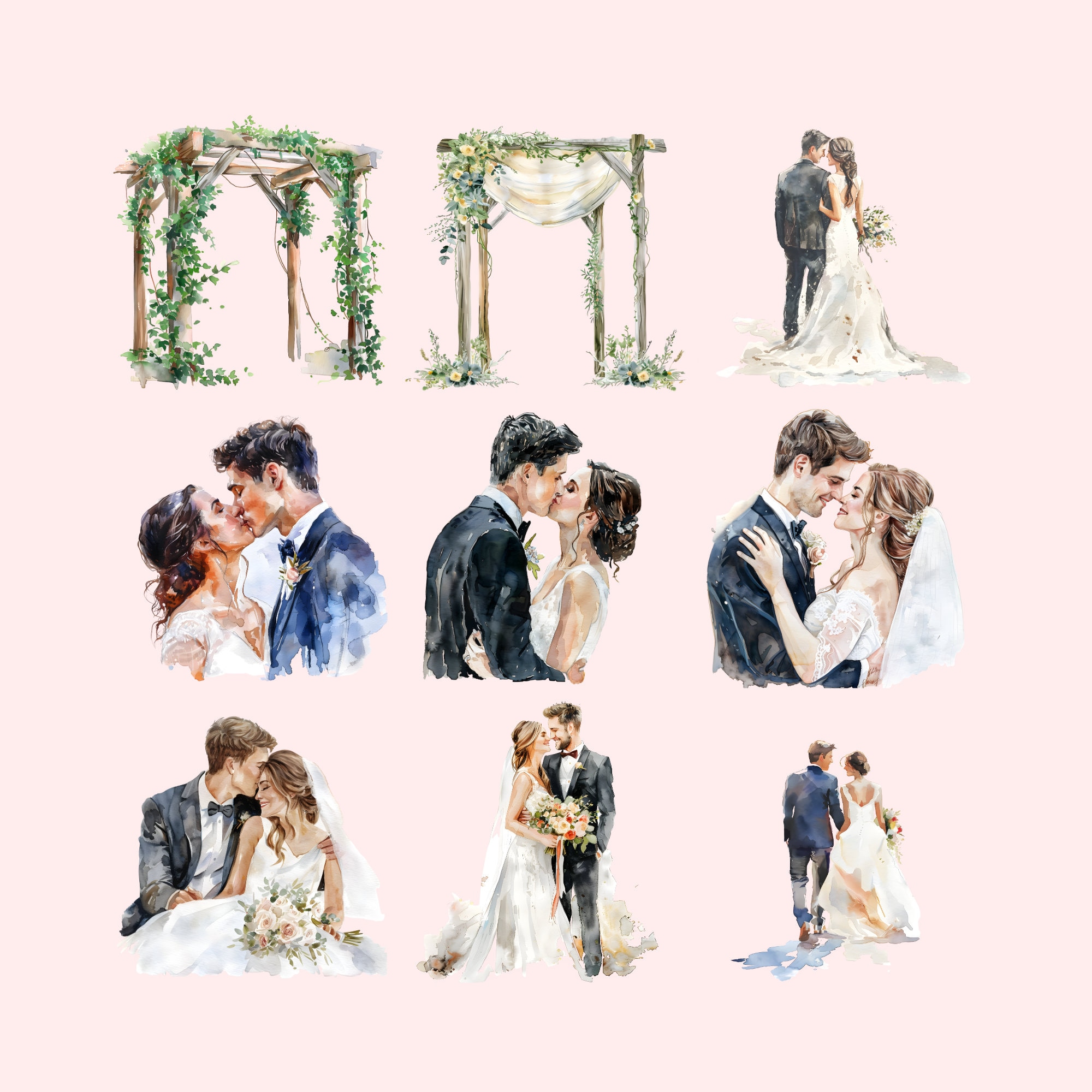 Wedding Clipart Bundle | Transparent PNG | Commercial Use Clip Art ...