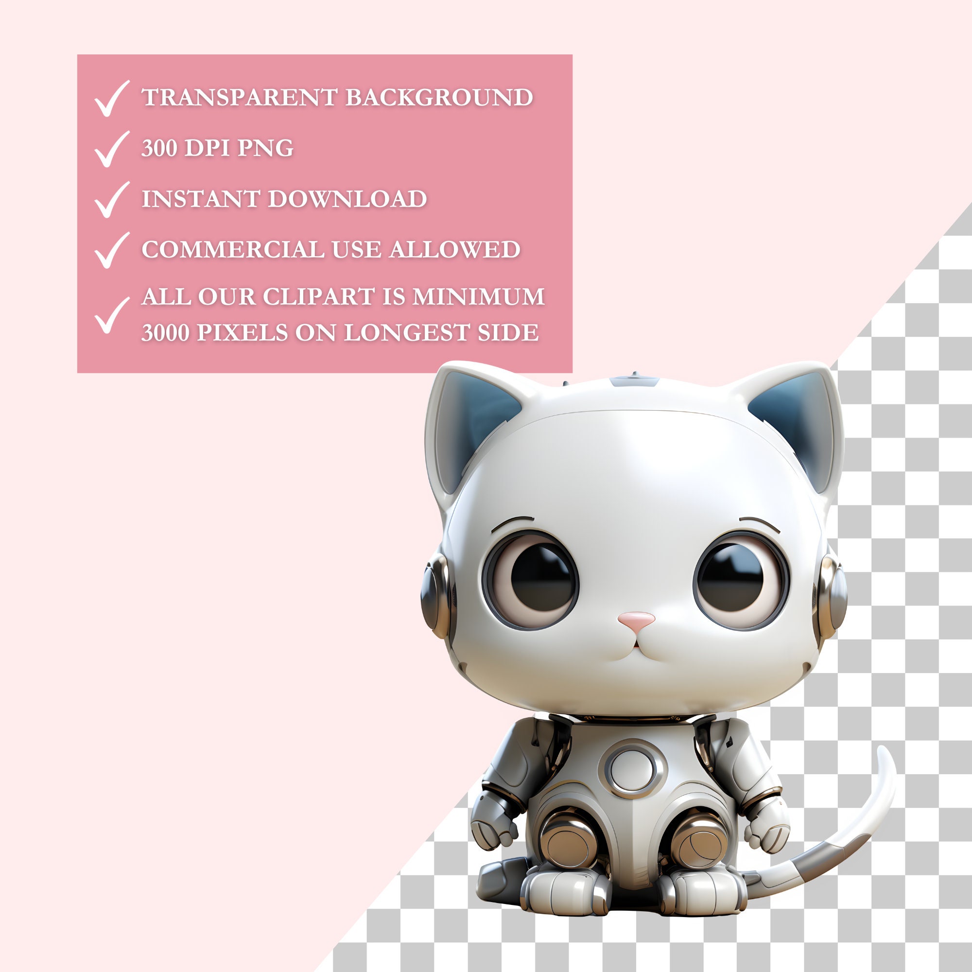 Robot Animal Clipart Bundle Transparent PNG Commercial Use - Etsy