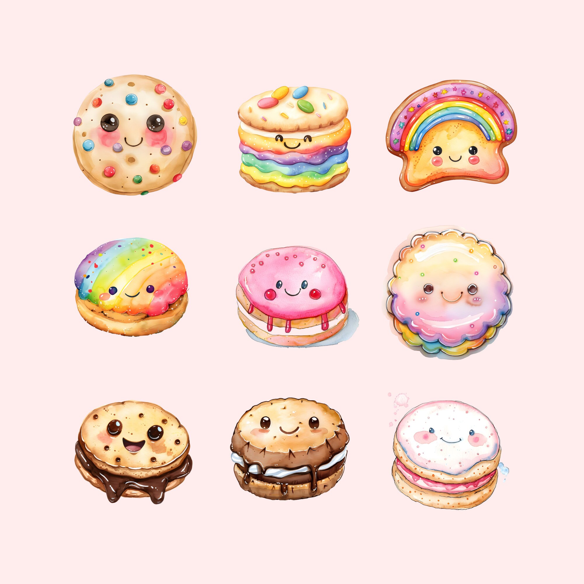 Smiling Cookies Clipart Bundle | Transparent PNG | Commercial Use Clip ...