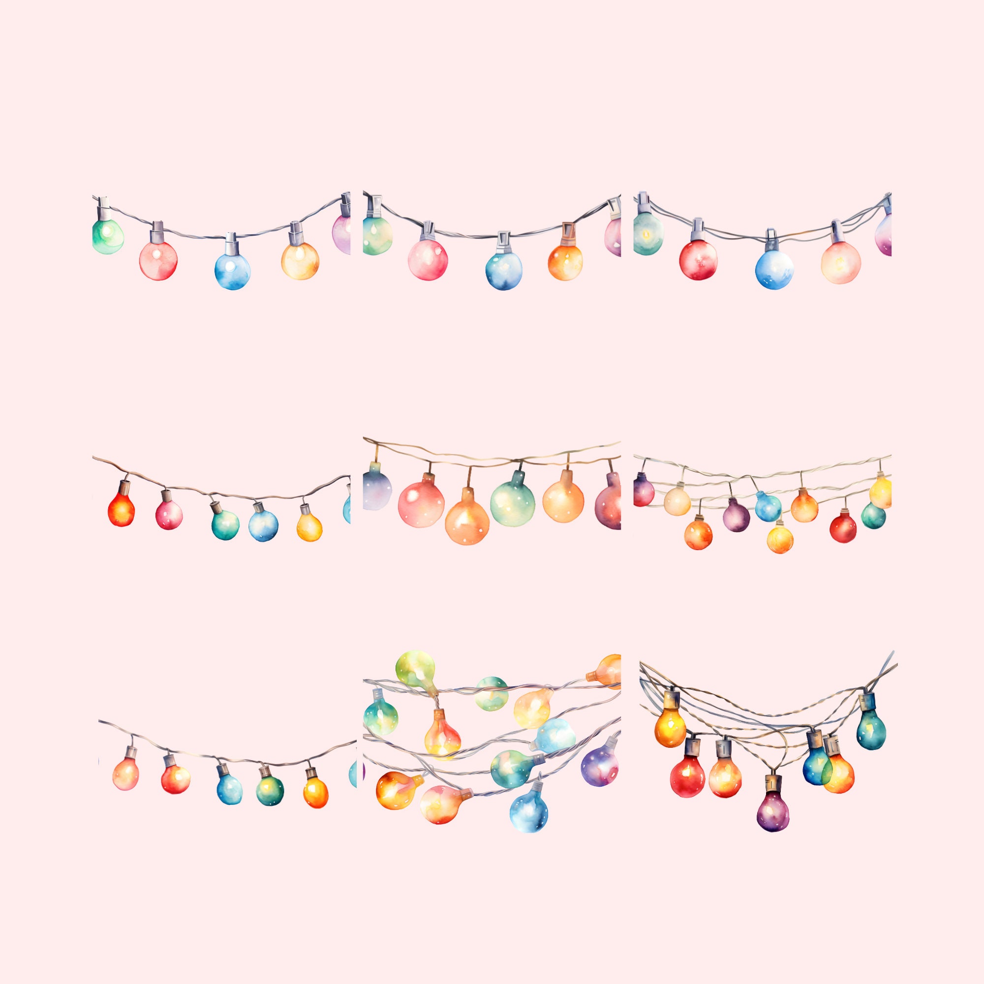 Party String Lights Clipart Bundle | Transparent PNG | Commercial Use ...