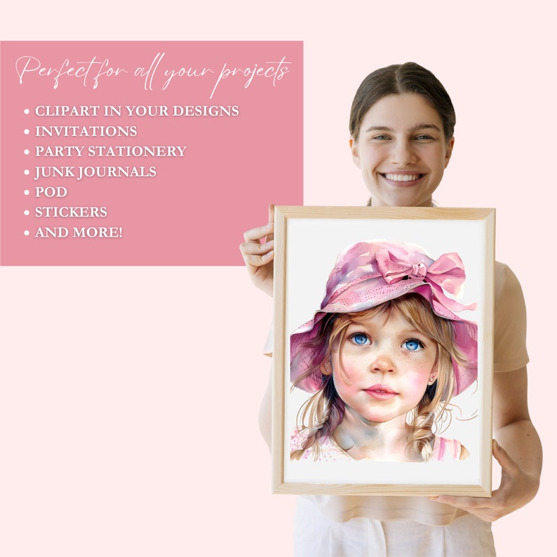 Freckled Cutie Girl in Pink Hat Clipart Transparent PNG Commercial Use ...