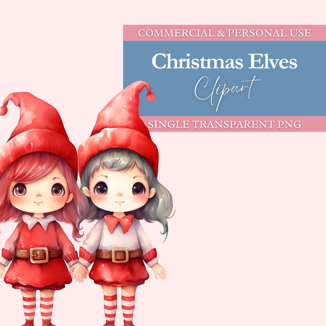 Red Christmas Elves Clipart Transparent PNG Commercial Use Clip Art ...