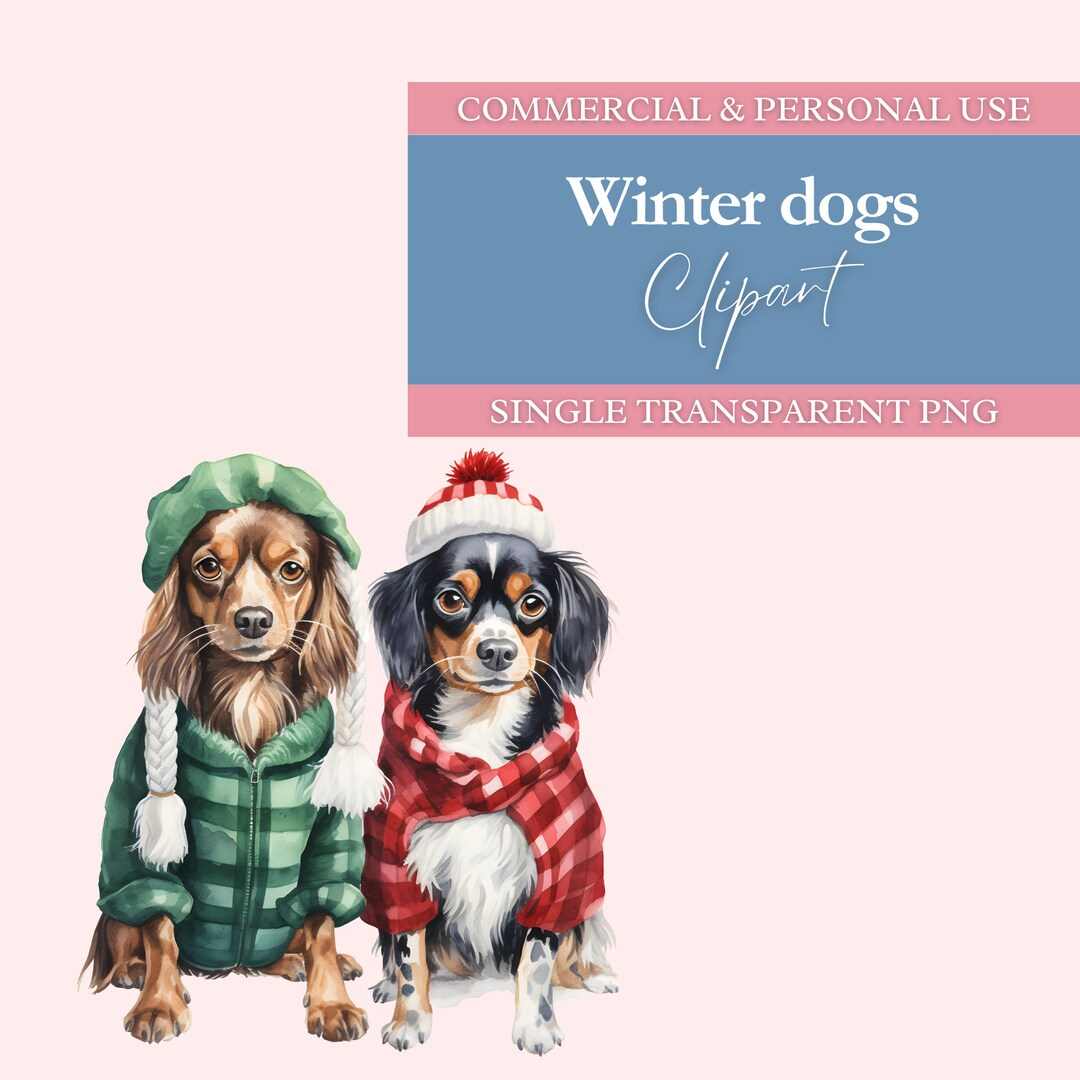 Winter Dogs Clipart Transparent PNG Commercial Use Clip Art Watercolor ...