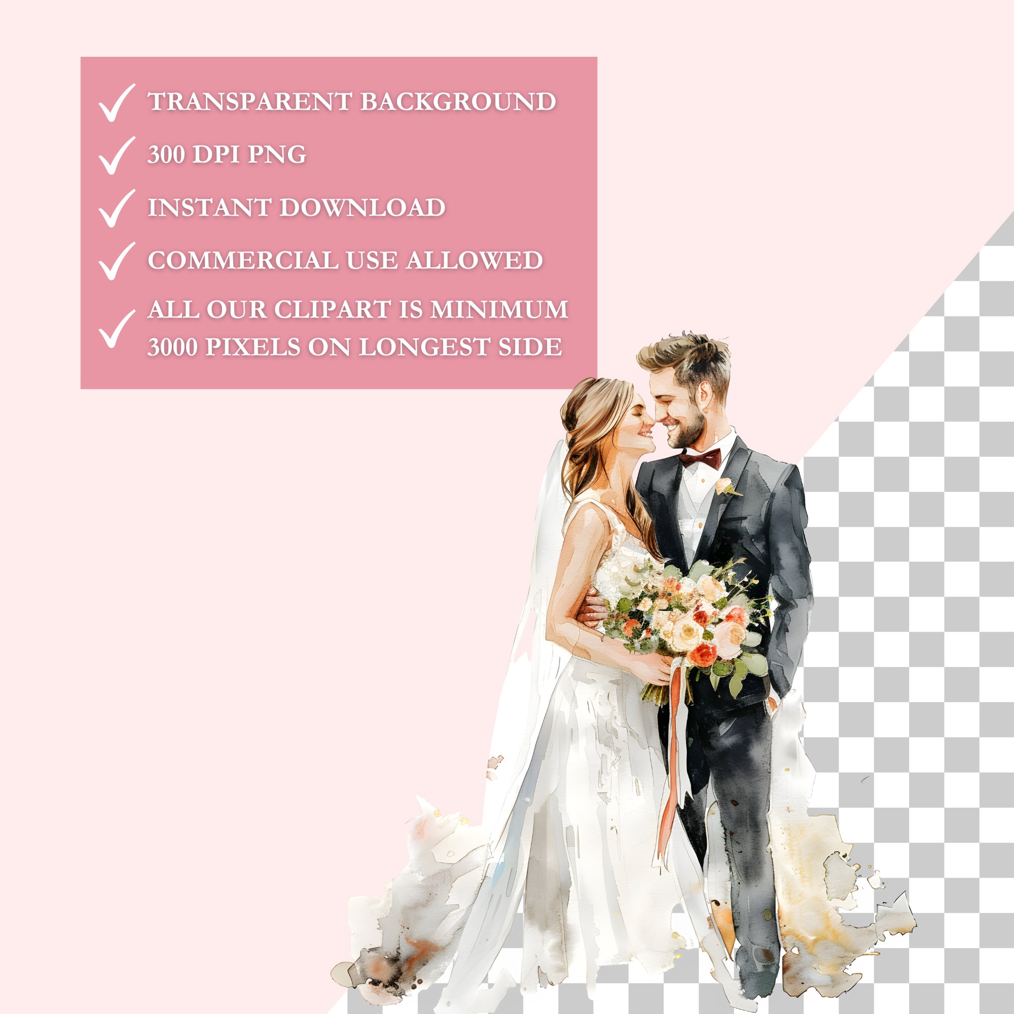 Wedding Clipart Bundle | Transparent PNG | Commercial Use Clip Art ...