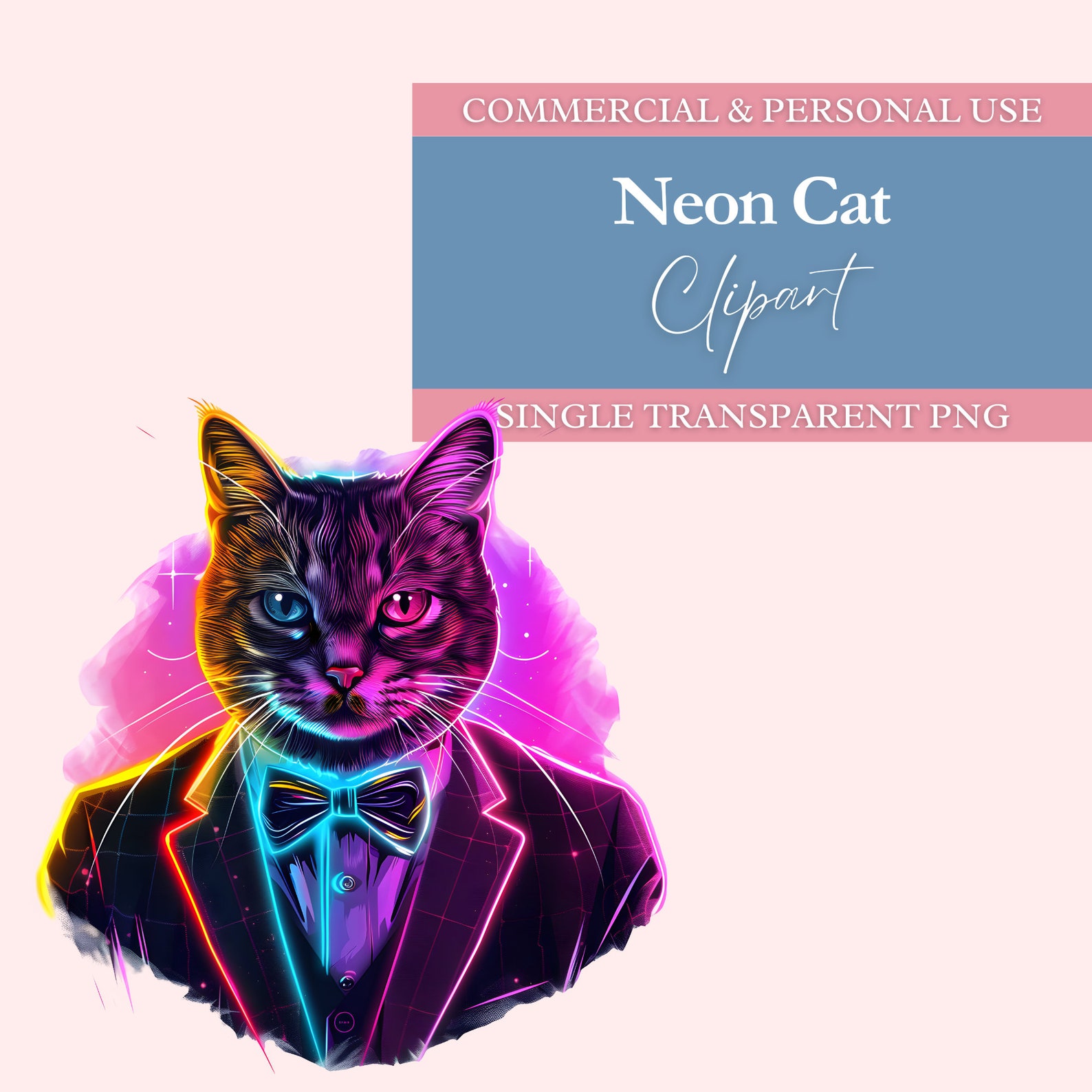 Neon Cat Clipart Transparent PNG Commercial Use Clip Art Neon Art ...