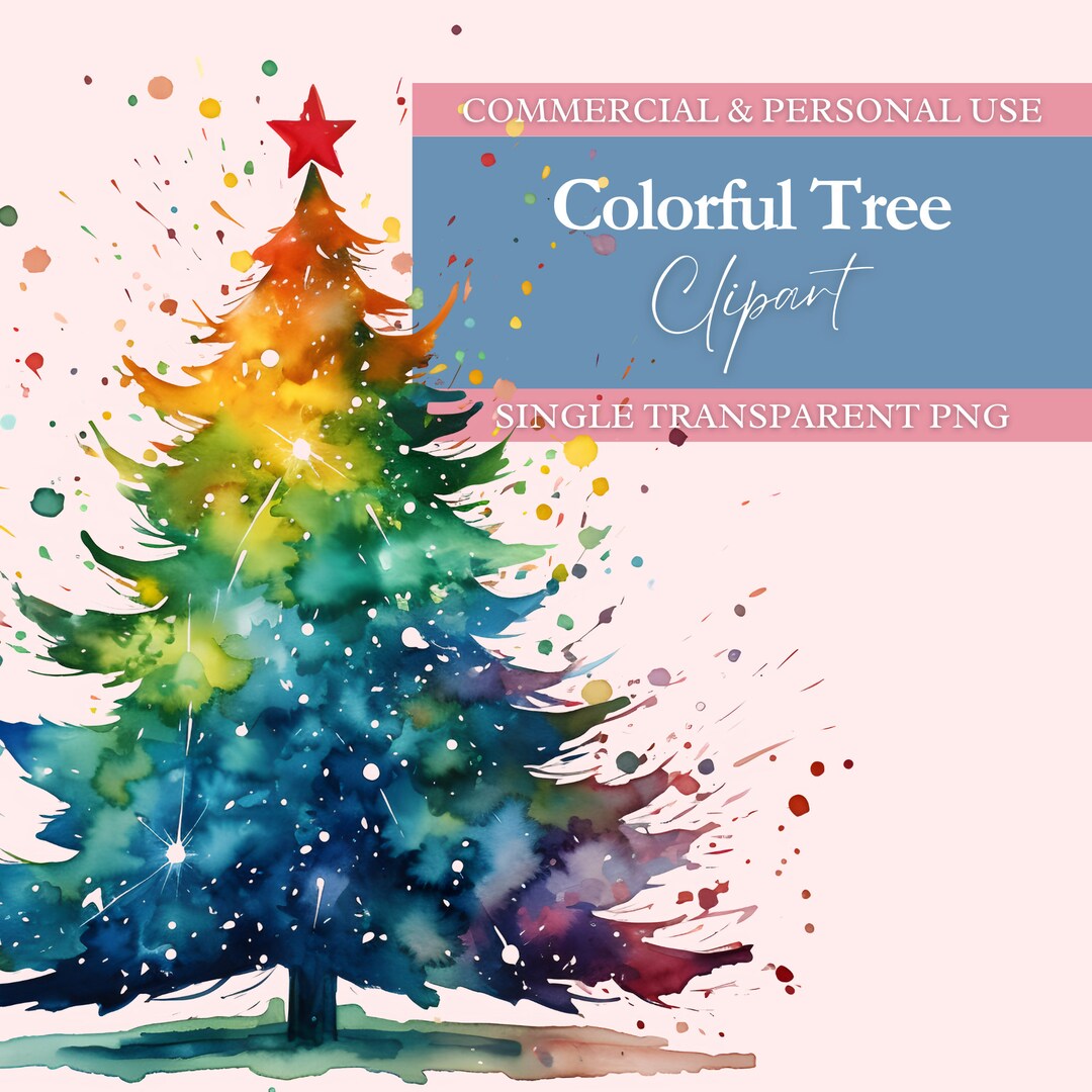 Rainbow Christmas Tree Clipart | Transparent PNG | Commercial Use Clip ...
