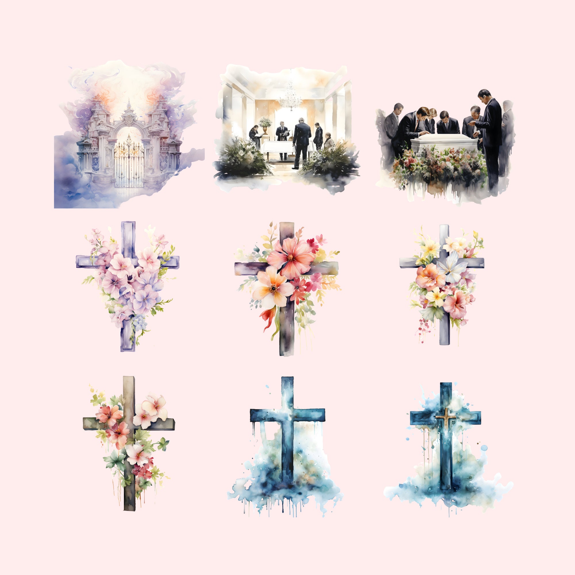 Funeral Clipart Bundle | Transparent PNG | Commercial Use Clip Art ...