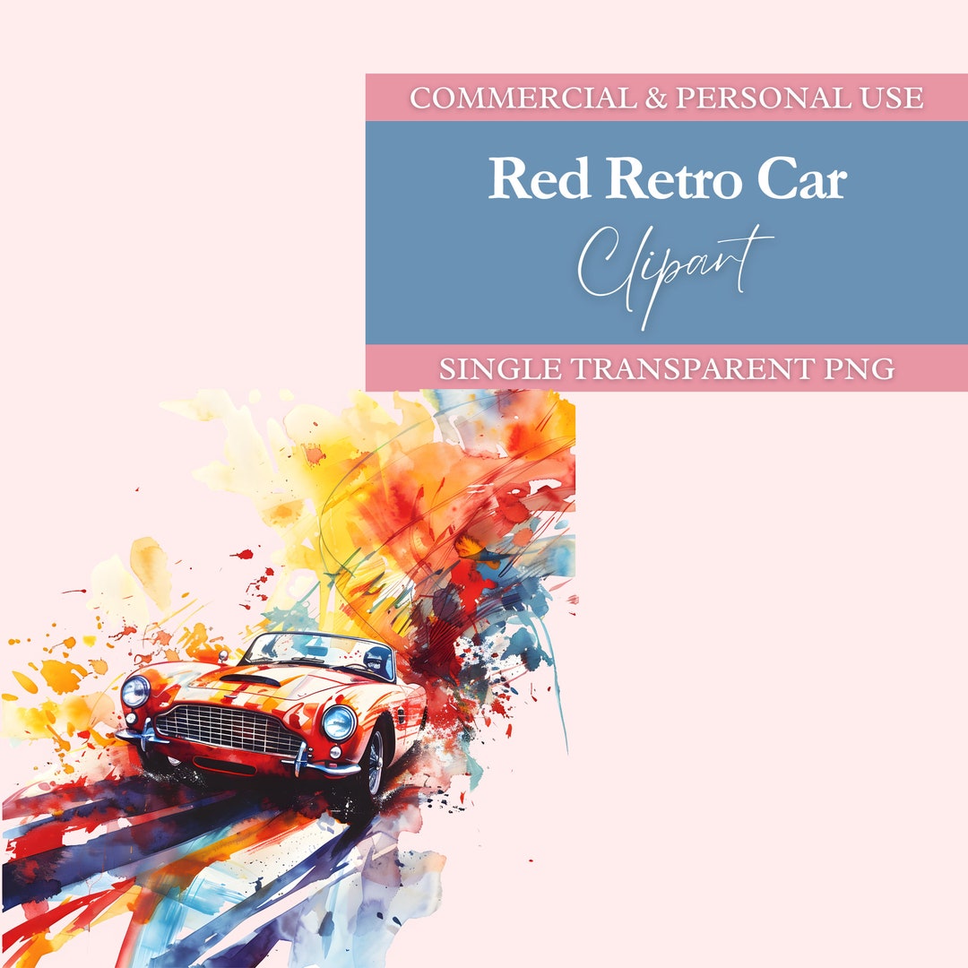Red Retro Car Clipart Transparent PNG Commercial Use Clip Art ...
