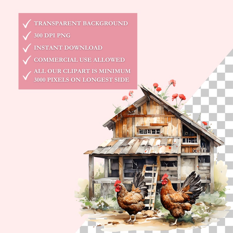 Rustic Chicken Coop Clipart Transparent PNG Commercial Use Clip Art ...