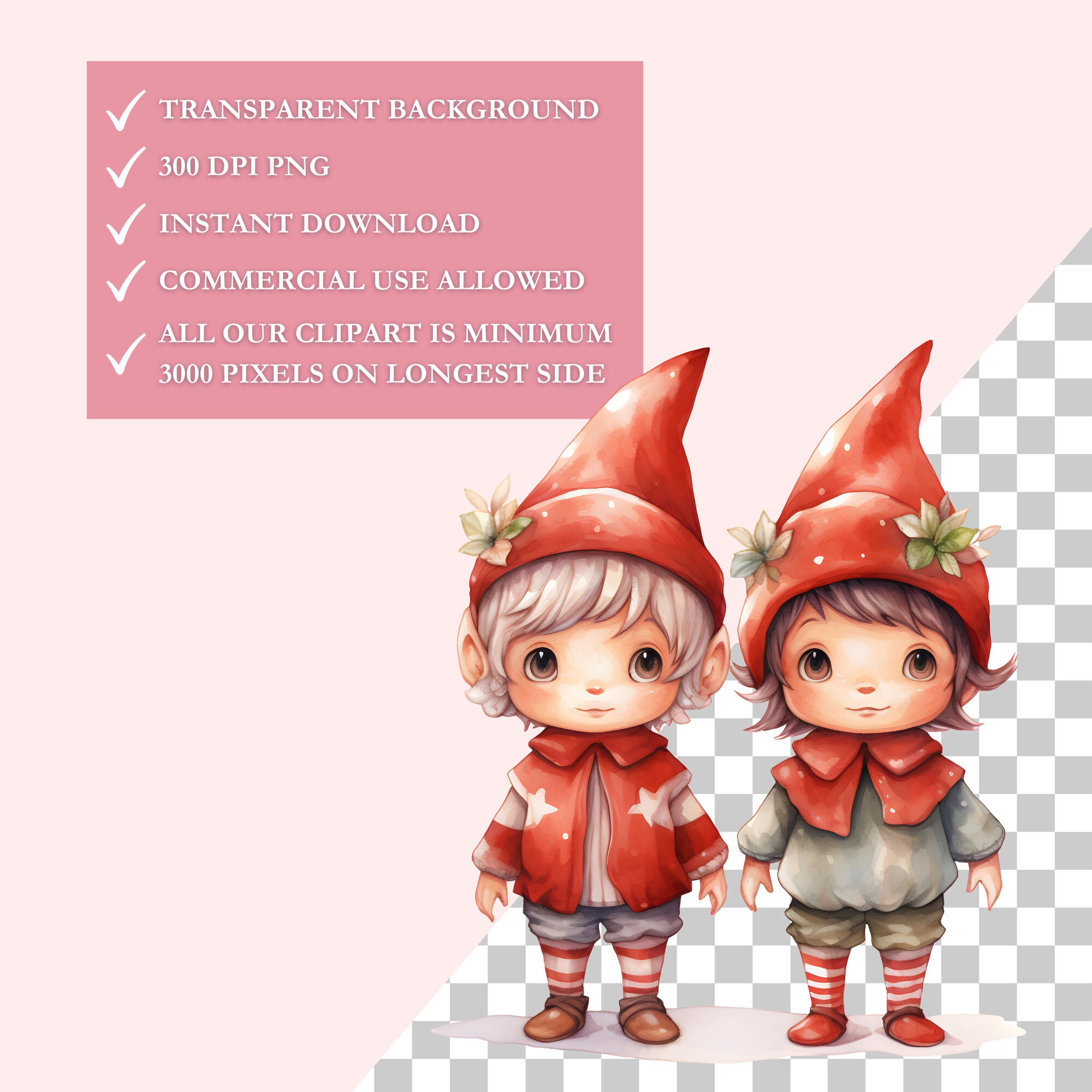 Christmas Boy Elves Clipart Transparent PNG Commercial Use Clip Art ...