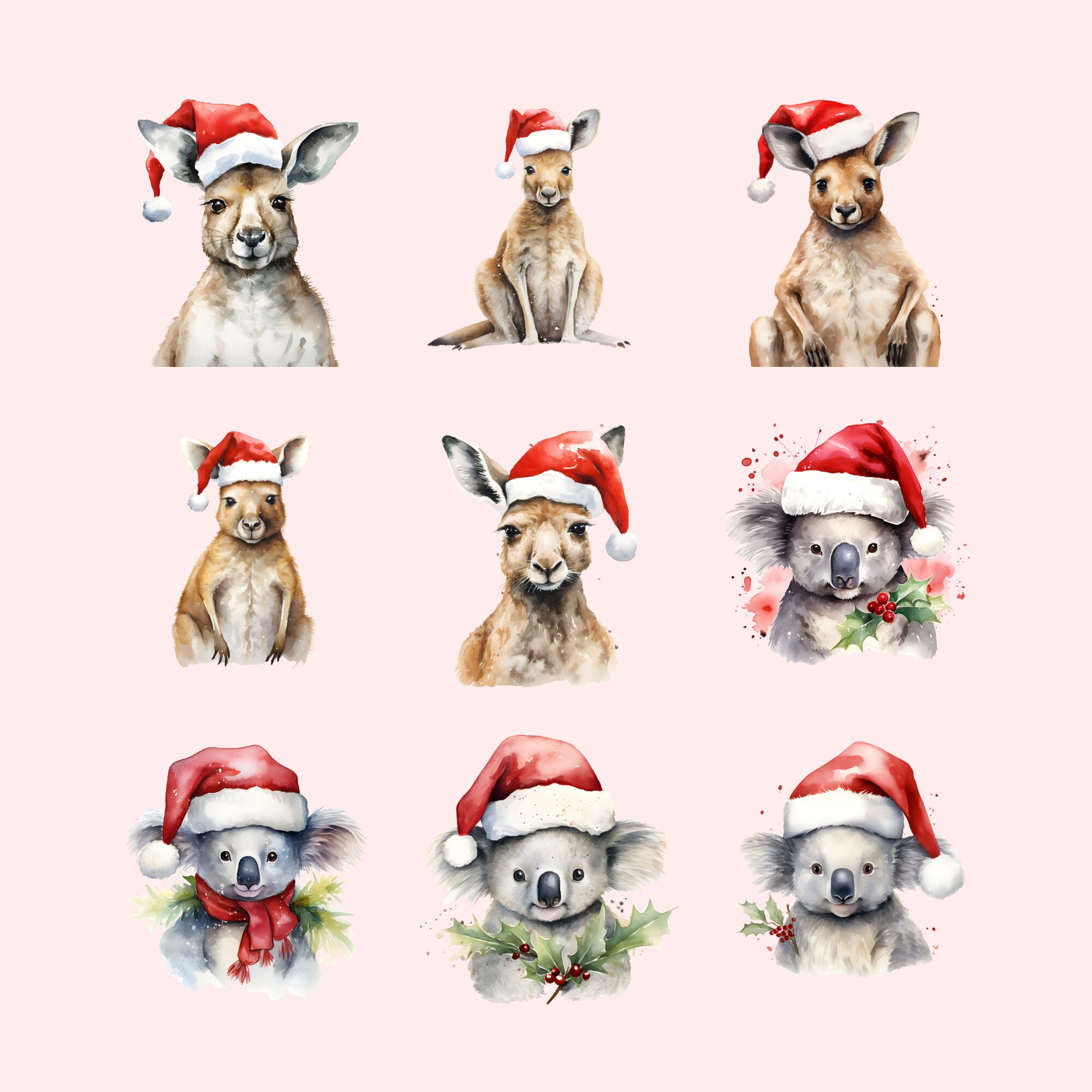 Australian Christmas Animals Clipart Bundle | Transparent PNG ...