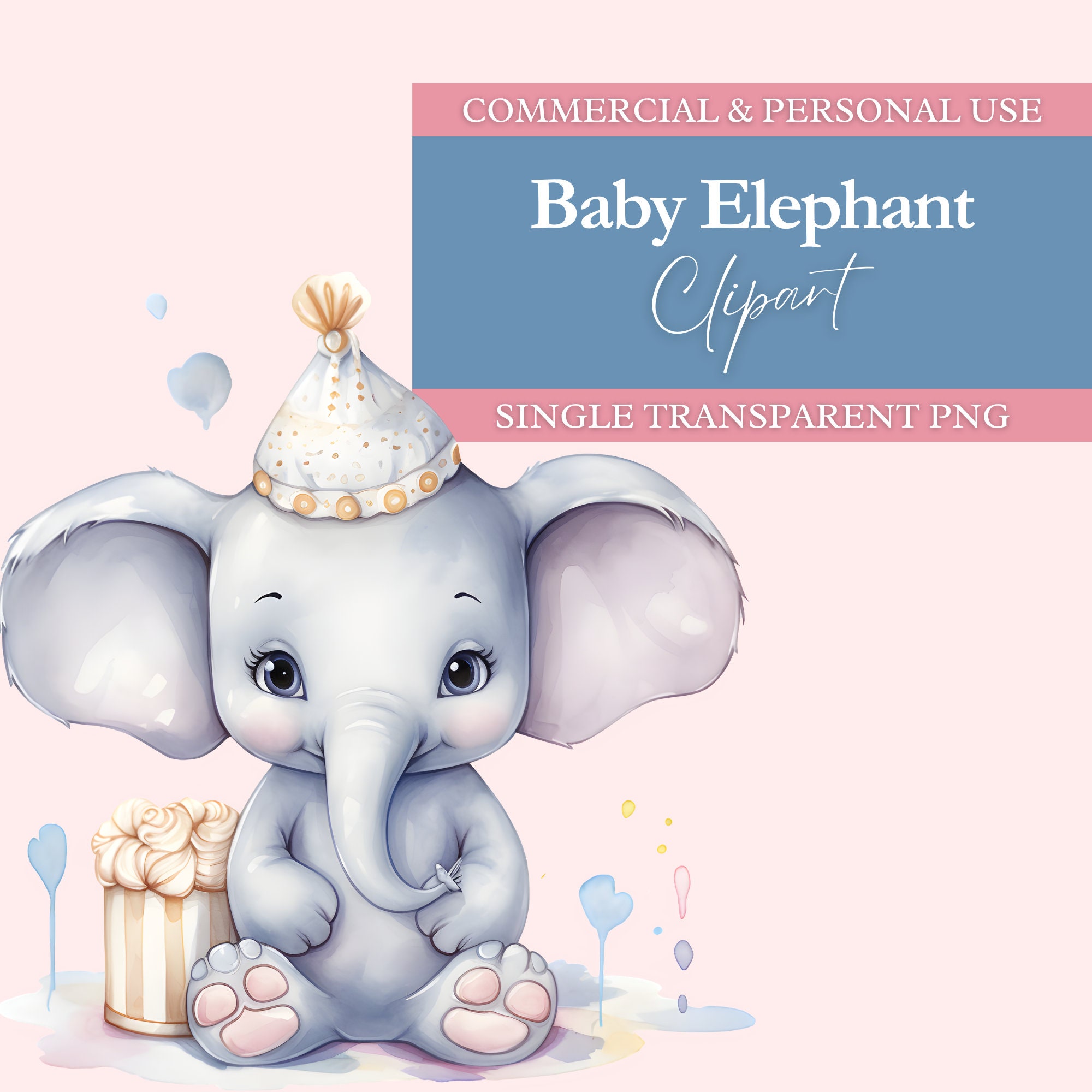 Cute Baby Elephant Clipart Transparent PNG Commercial Use Clip Art ...