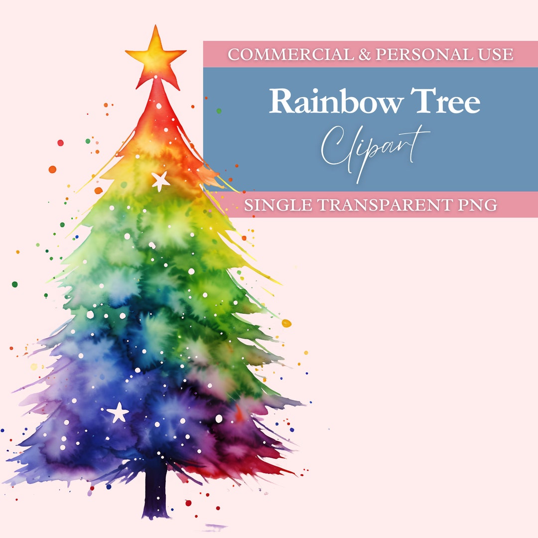 Rainbow Christmas Tree Clipart | Star PNG (digital Download) - Etsy