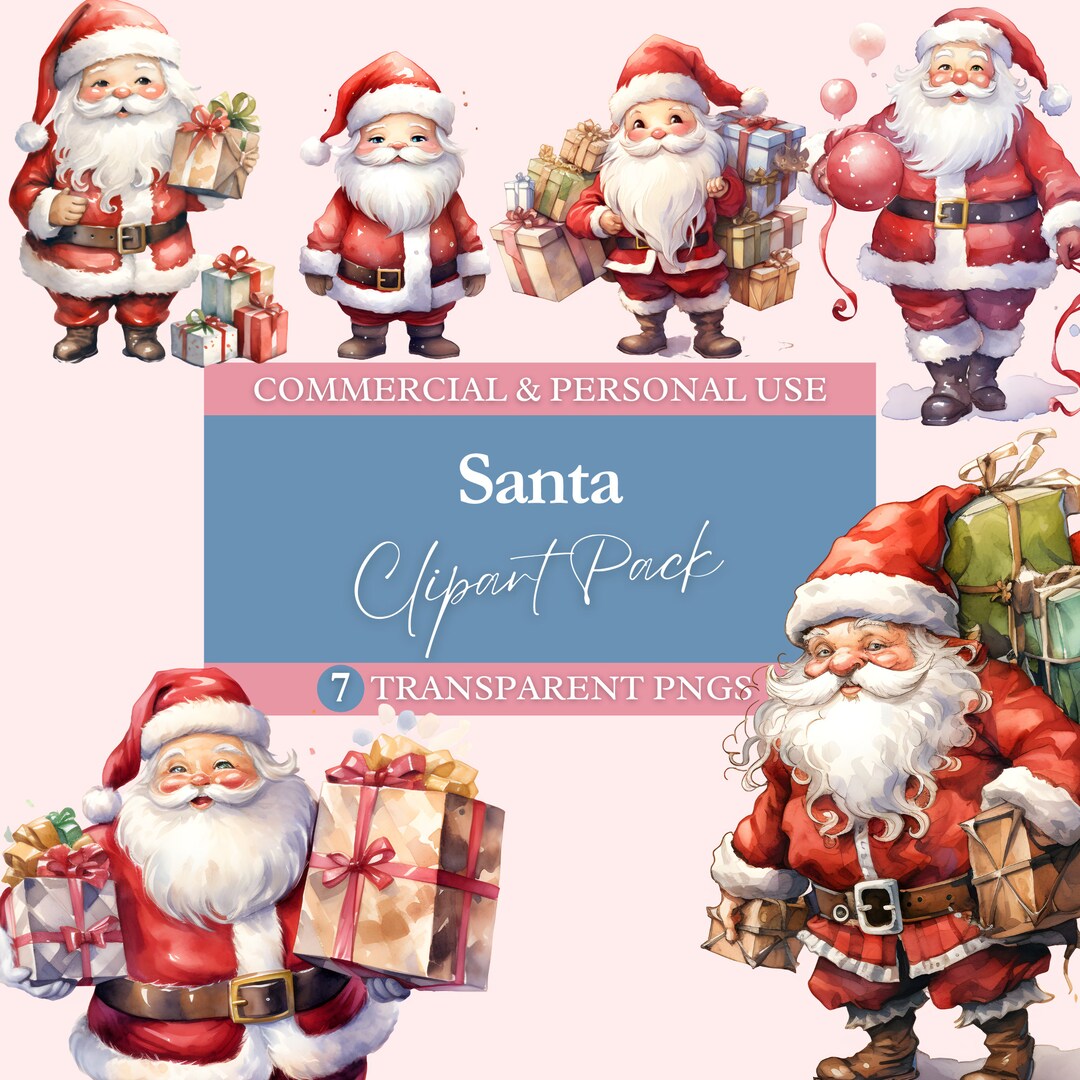 7 Santa Claus Clipart Bundle Transparent PNG Commercial Use Clip Art ...