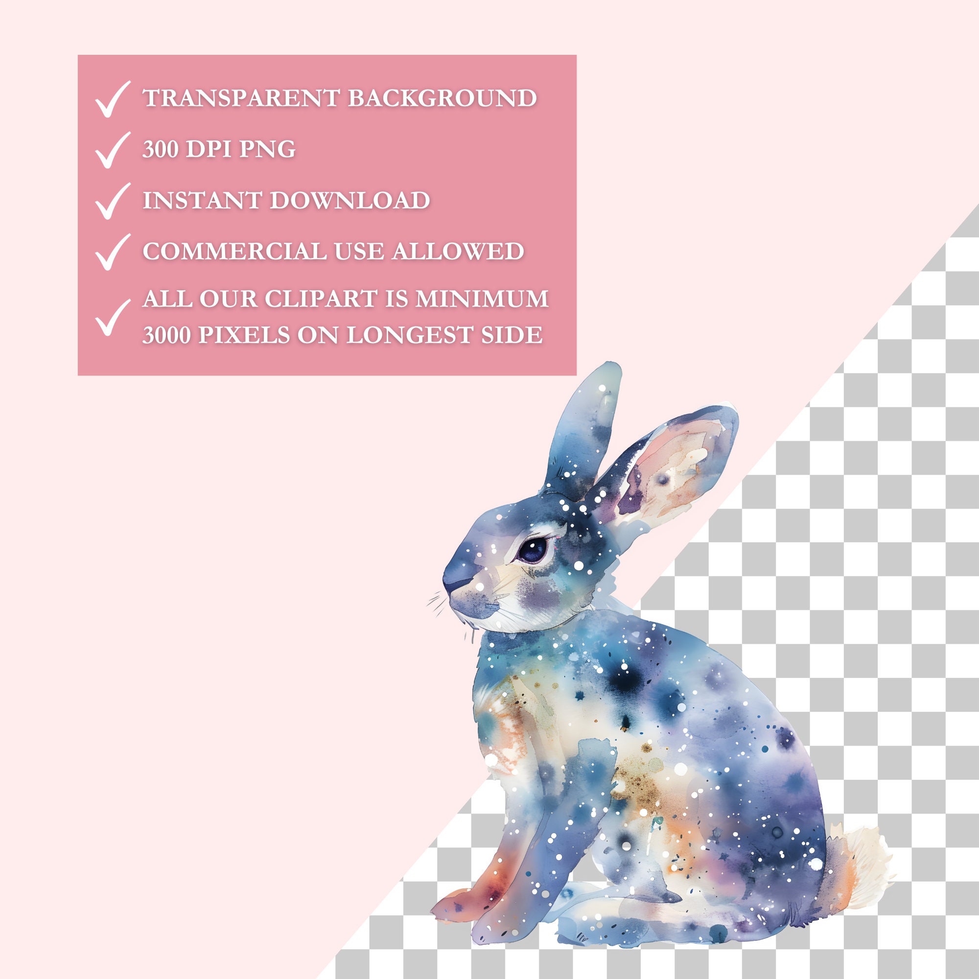 Rainbow Rabbits Clipart Bundle Transparent PNG Commercial Use Clip Art ...